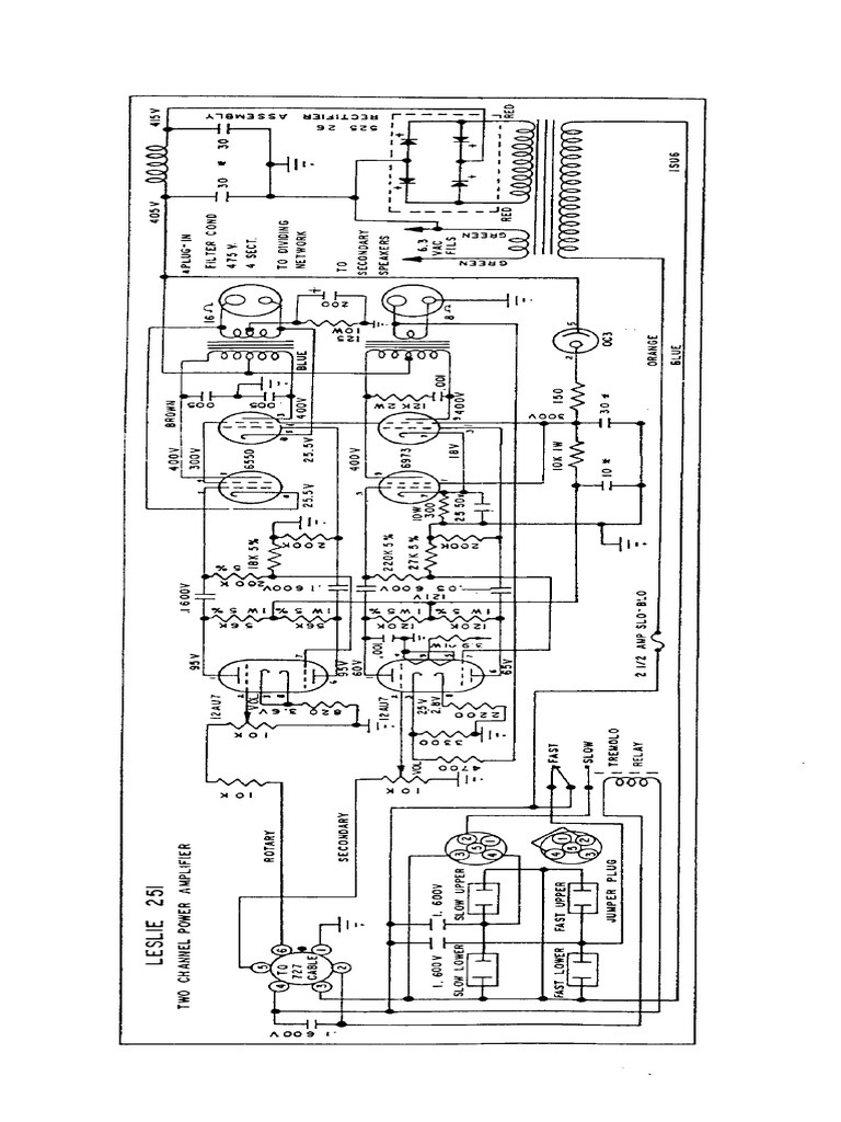Leslie 251 Power Amp Schematic Diagram | PDF