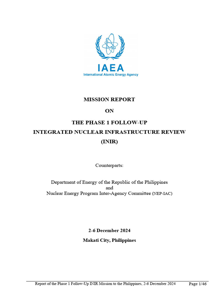 Phase 1 INIR Mission Report: Philippines | PDF | Ratification | Treaty