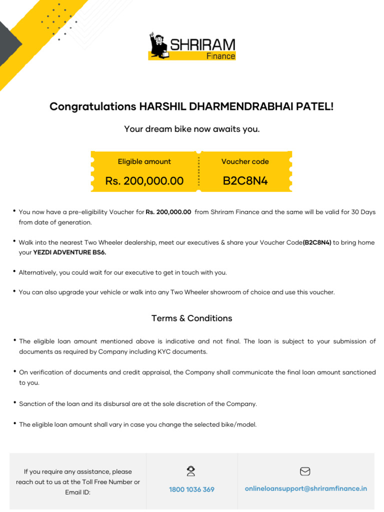 Rs. 200,000 Bike Voucher from Shriram Finance | PDF