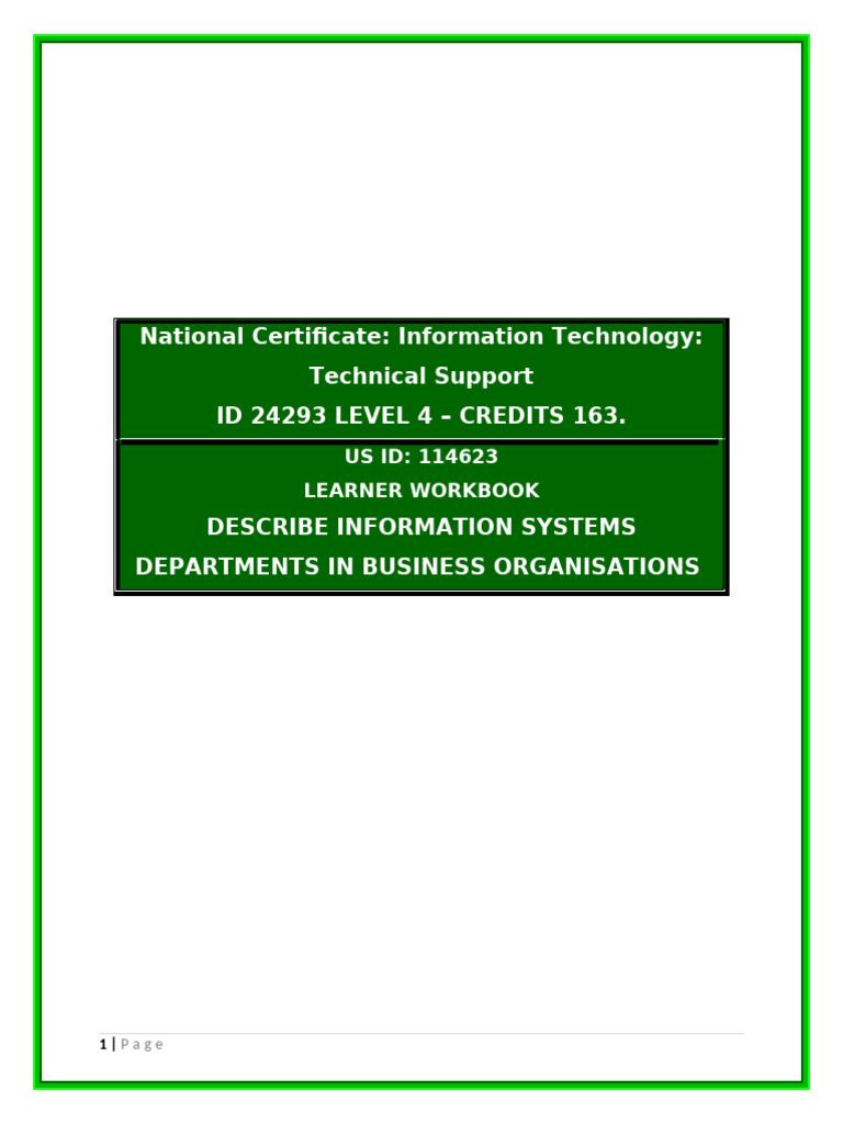 Information Systems in Business Workbook | PDF | Information System ...