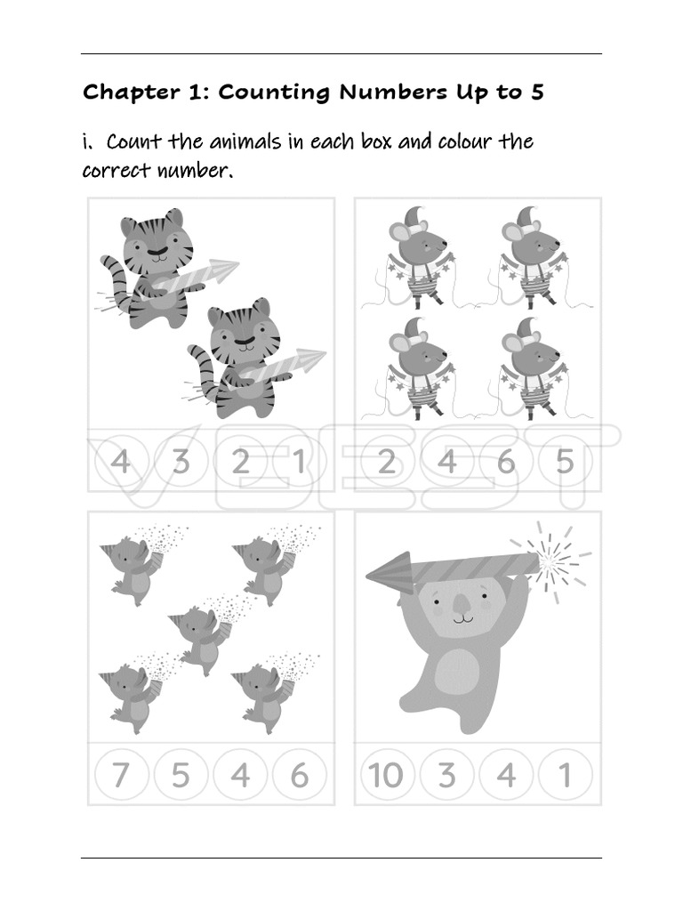 Counting Numbers Up to 5 Worksheet | PDF