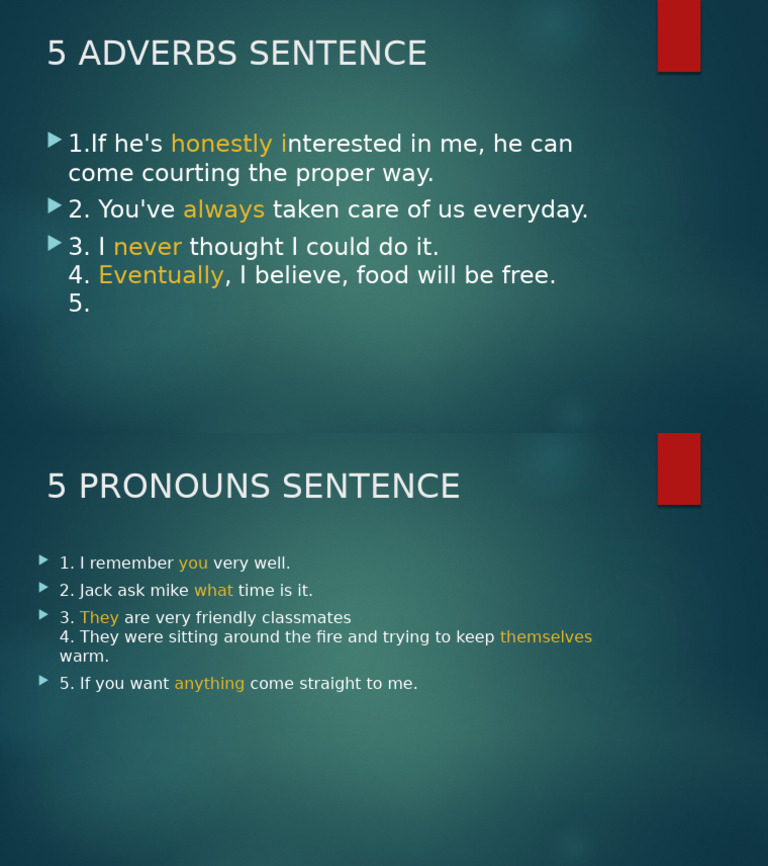 5 Adverbs Sentence | PDF