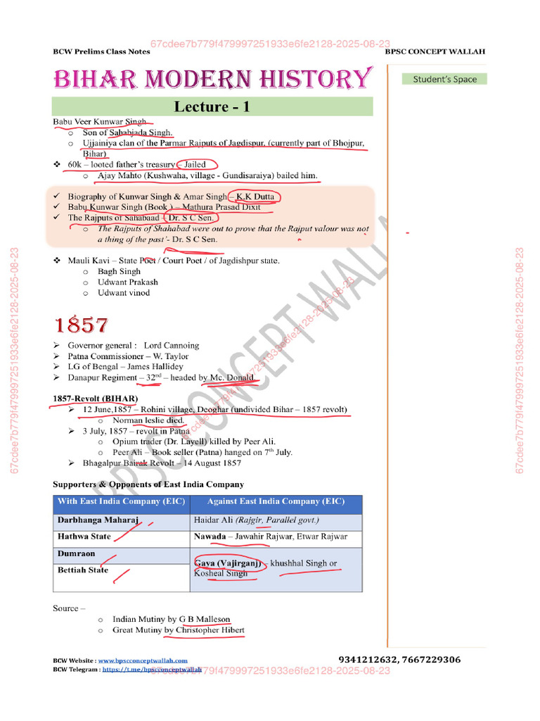Bihar Modern History | PDF