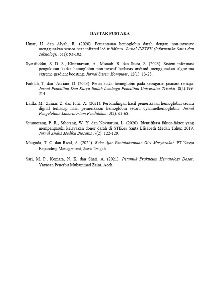 P6 Fisiologi Fauzan Hemoglobin Dapus.docx | PDF