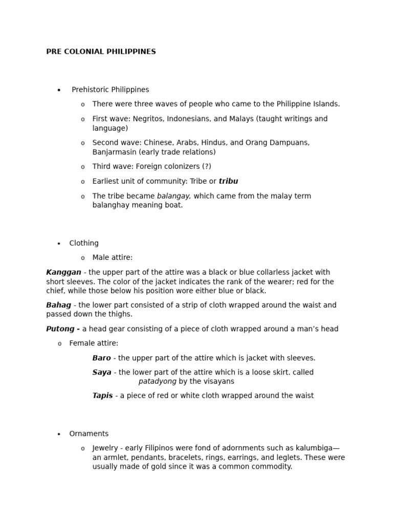 Pre-Colonial Philippines: Society & Culture | PDF