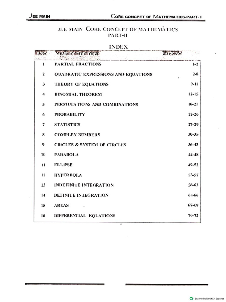 Jee Main Core Concept of Mathematics Part-II | PDF