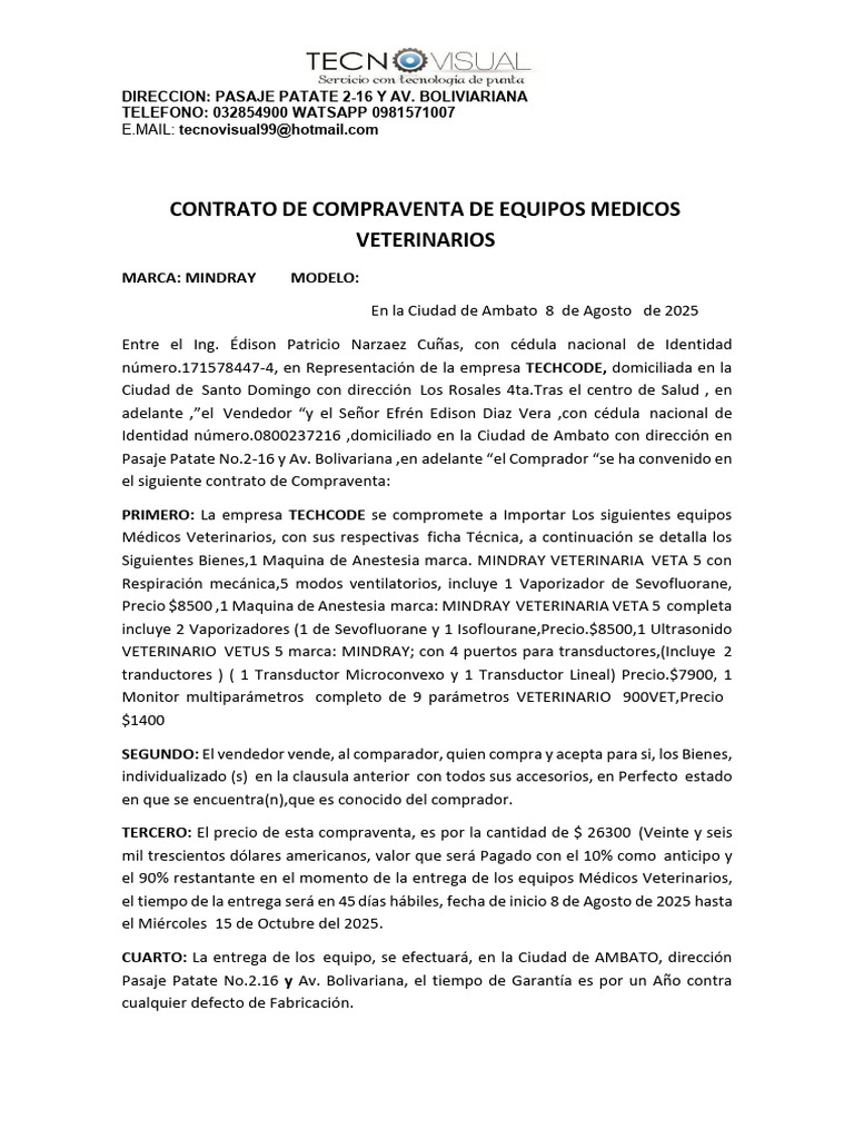 Contrato Proceso Politecnica Del Carchi Modi-Signed | PDF