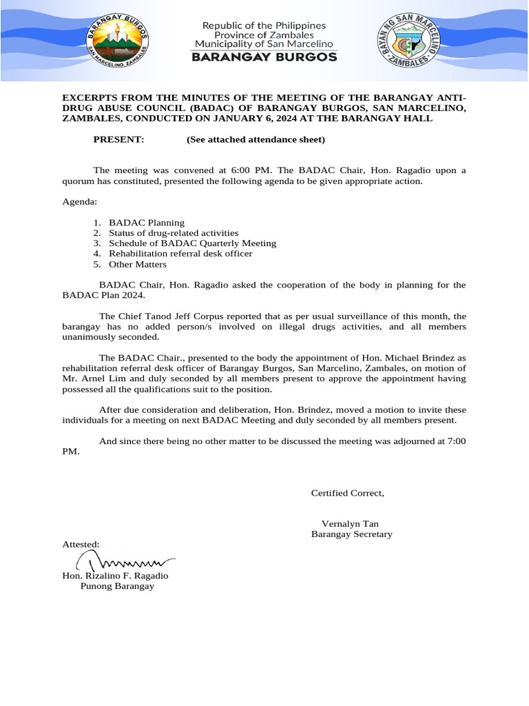 Badac Minutes (1) | PDF | Government