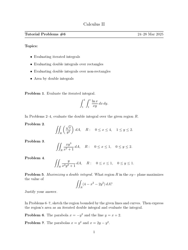 Calculus II: Double Integrals Tutorial | PDF | Integral | Geometry