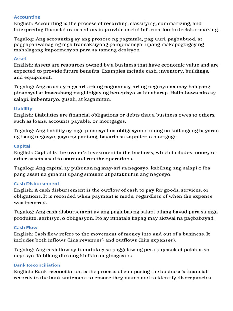 Accounting Terms Bilingual Final | PDF