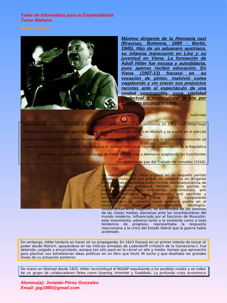Historia de Adolf Hitler y el Nazismo | PDF | Alemania nazi | Adolf Hitler