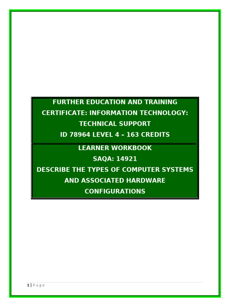 SAQA - 14921 - Learner WorkBook | PDF | Client–Server Model | Server (Computing)