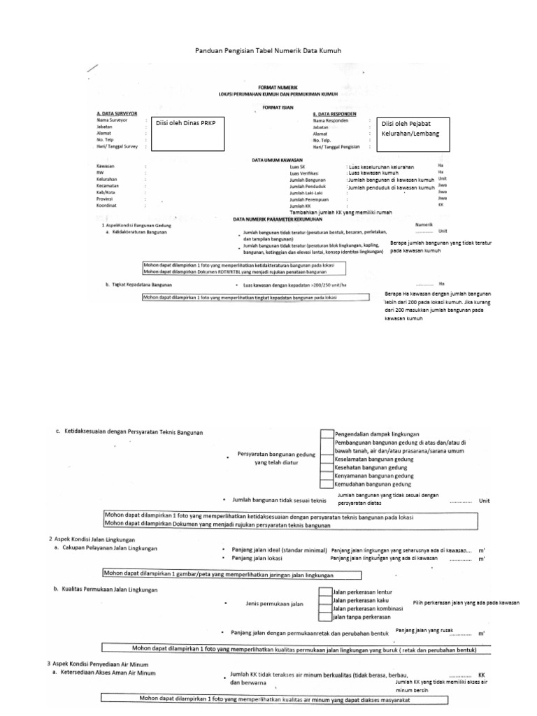 Panduan Tabel Data Kawasan Kumuh | PDF