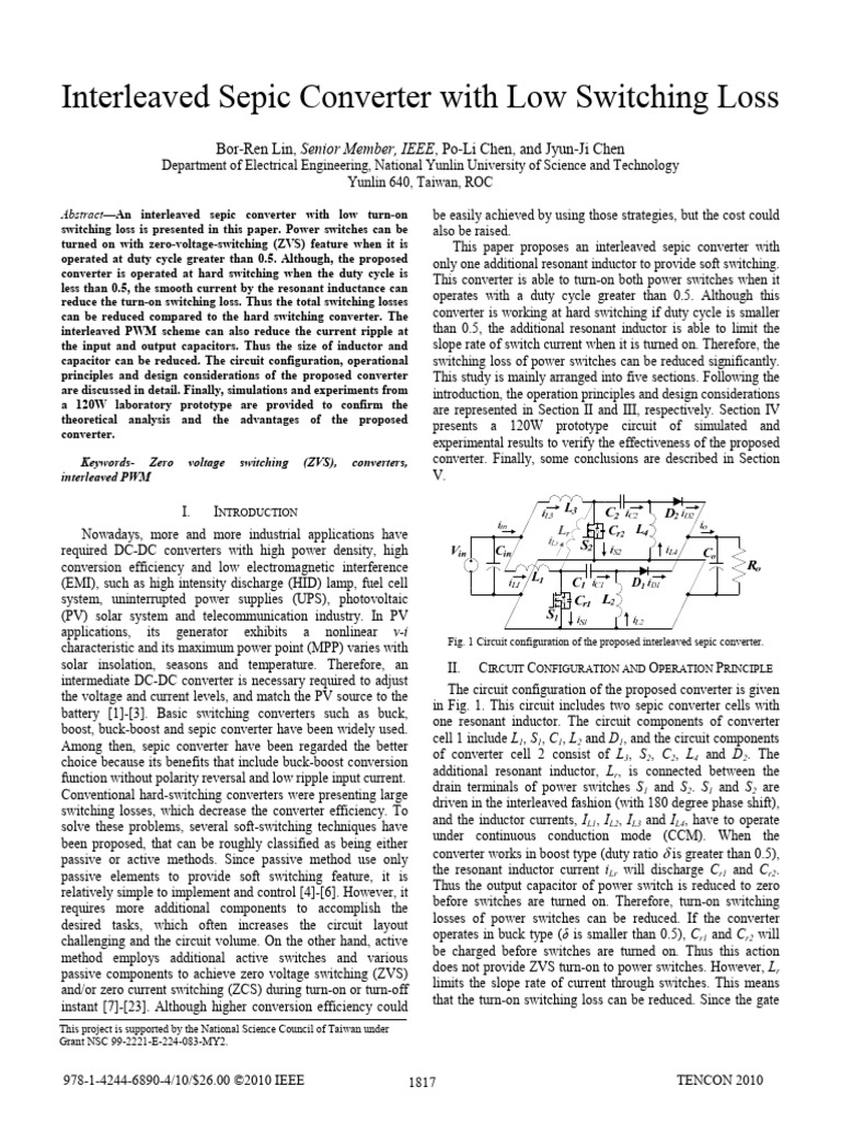 Low Loss Interleaved Sepic Converter | PDF | Electrical Engineering ...