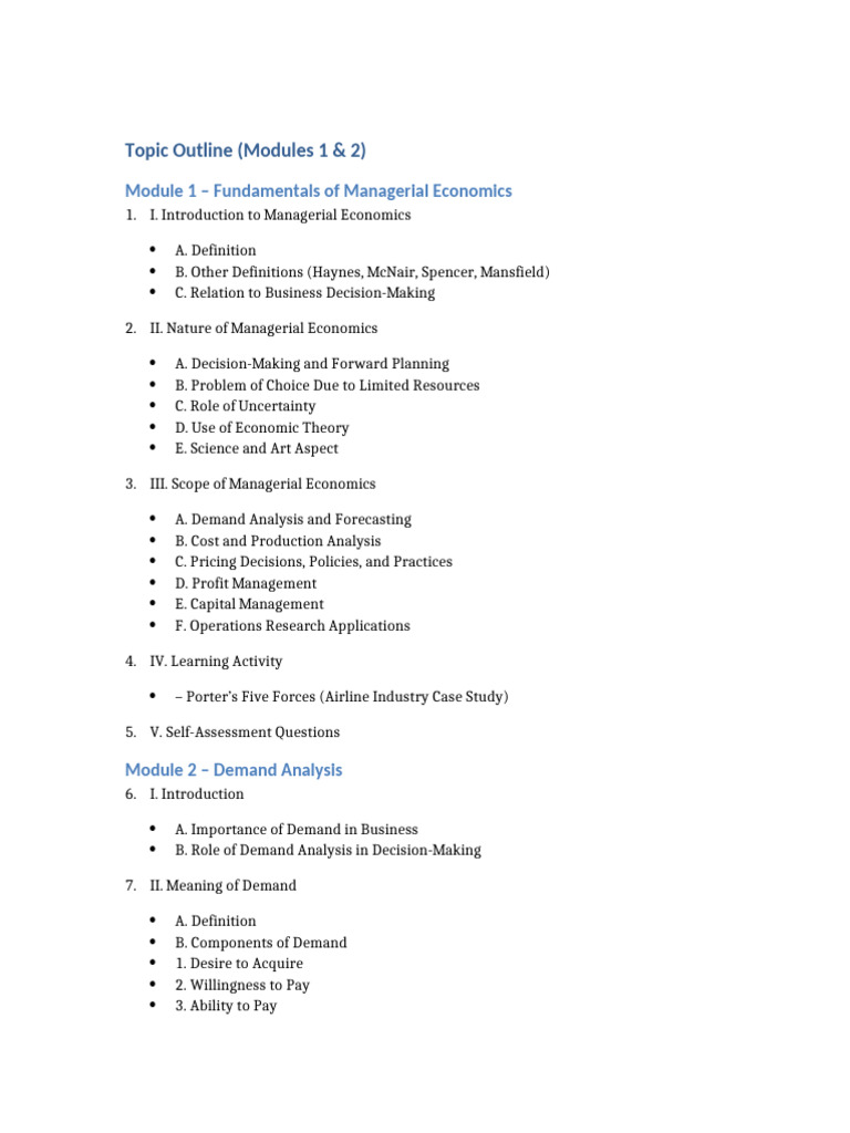 Topic Outline Modules 1 2 | PDF