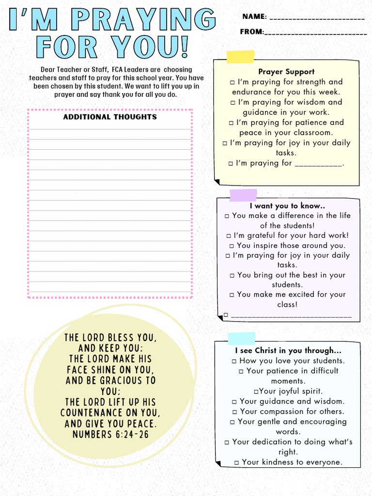Prayer Support for Teachers and Staff | PDF