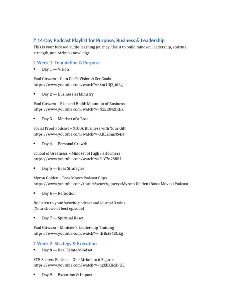 14 Day Podcast Playlist Plan | PDF