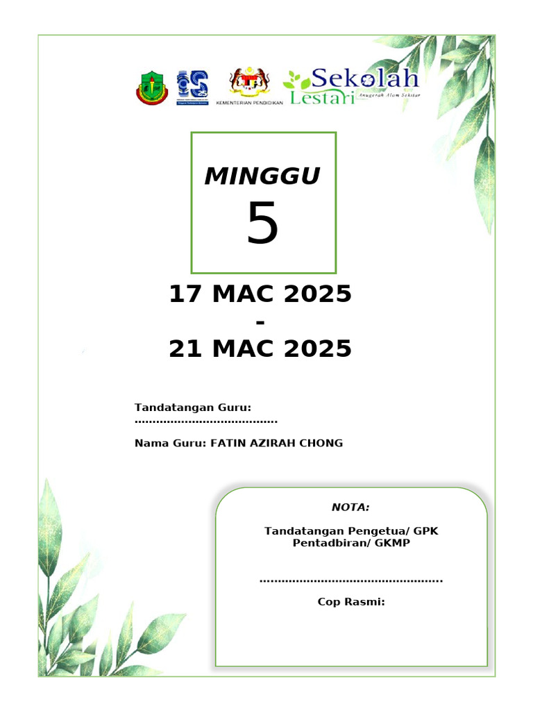 Divider RPH Mingguan | PDF