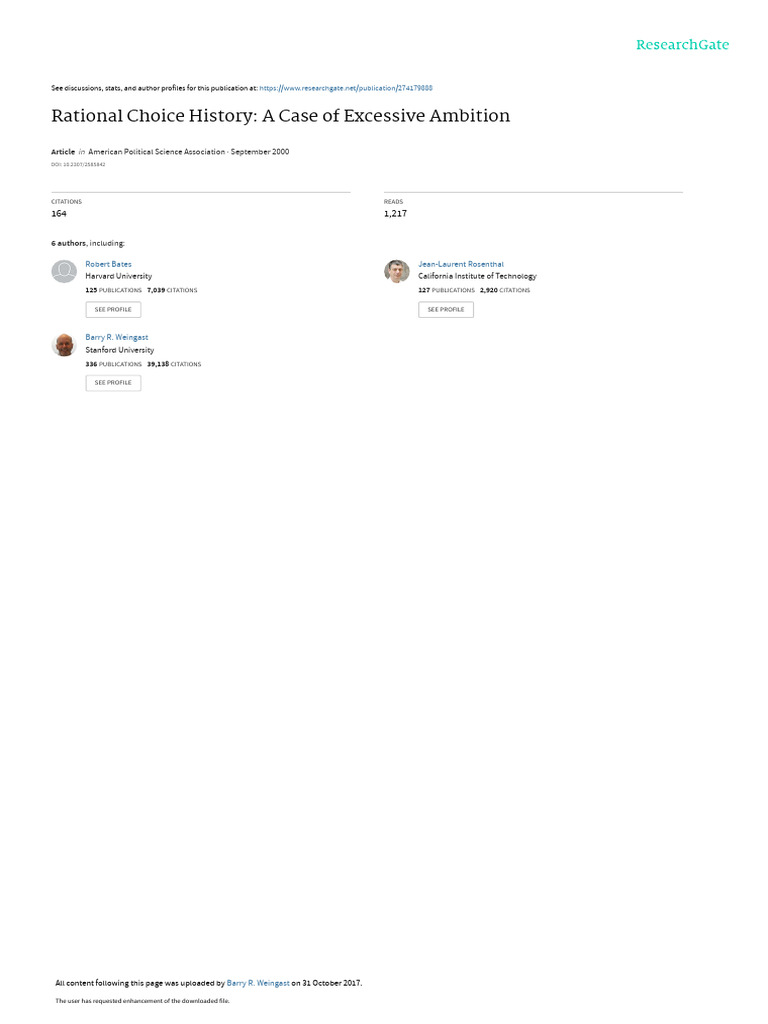Bates Greif Levi Rosenthal Weingast - Theanalyticproject.00 | PDF ...