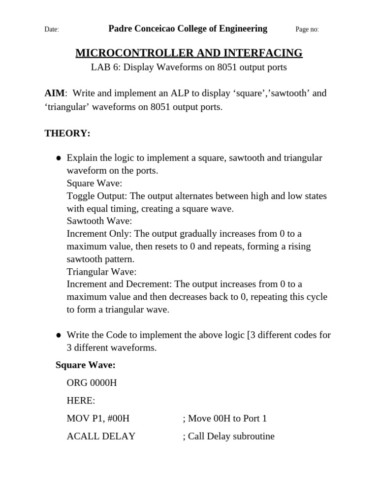 Microcontroller and Interfacing Lab 6 Final | PDF | Computer Engineering | Computing