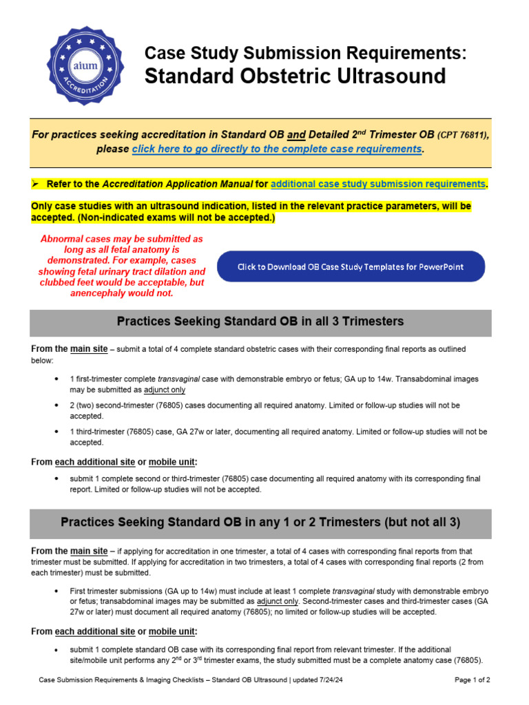 OB Ultrasound Case Submission Guidelines | PDF | Pregnancy | Medical ...