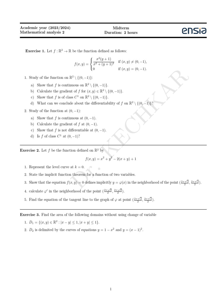 Math Analysis 2 Midterm Exam 2023 2024 | PDF | Function (Mathematics) | Analysis