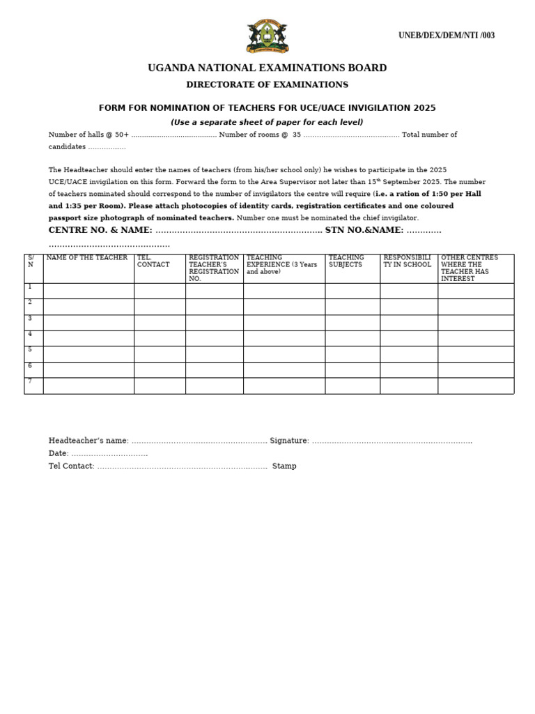 Form For Nomination of Teachers For in Vigil at I On 3 | PDF
