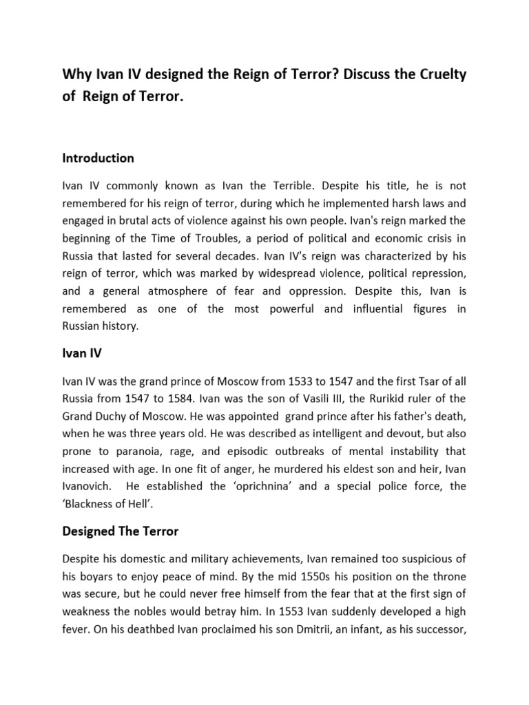 Ivan IV's Reign of Terror Explained | PDF