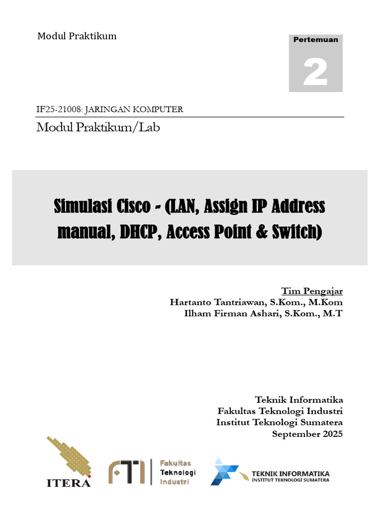 Modul 2. Simulasi Cisco - (LAN, Assign IP Address Manual, DHCP, Access Point & Switch) | PDF