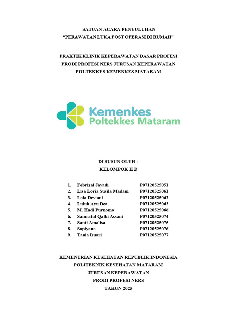 Sap Perawatan Luka Post Op Iid | PDF