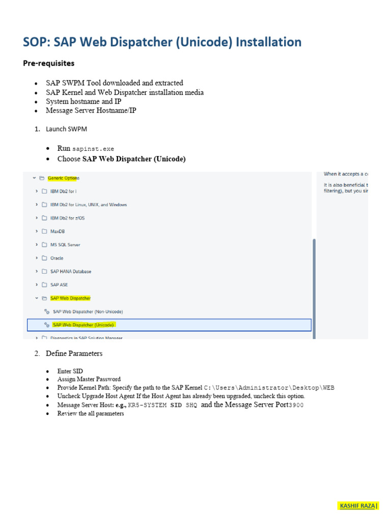 SAP Web Dispatcher Installation Guide | PDF