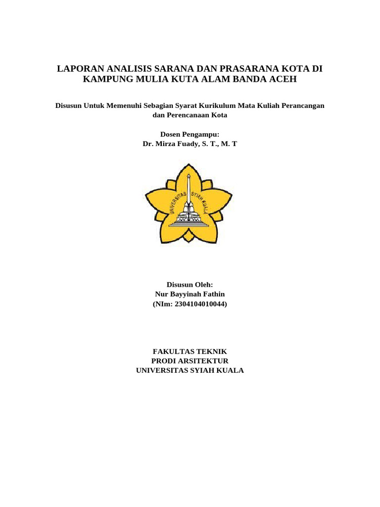Analisis Sarana dan Prasarana Kuta Alam | PDF