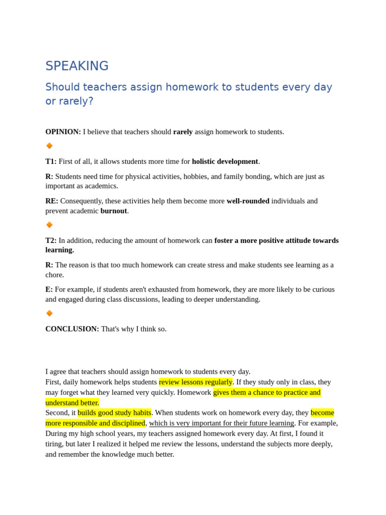 Homework Debate: Daily vs. Rare Assignments | PDF | Cost Of Living ...