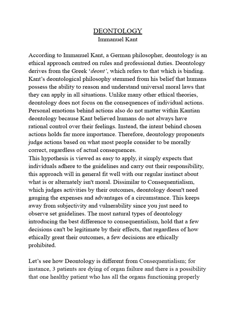 Deontology Theory (Madhur's Group) | PDF | Immanuel Kant ...