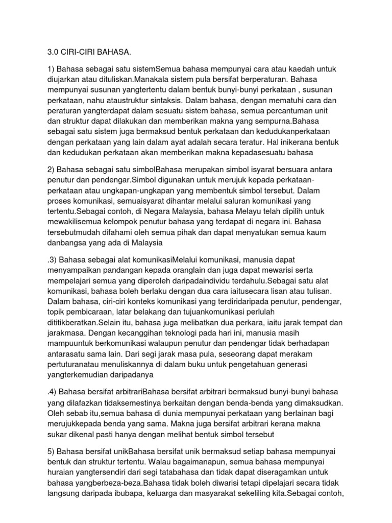 Ciri2 Bahasa | PDF | Seni & Disiplin Bahasa