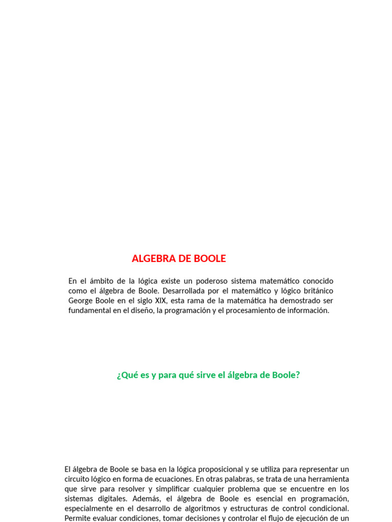 Álgebra de Boole: Fundamentos y Aplicaciones | PDF | Álgebra de Boole ...