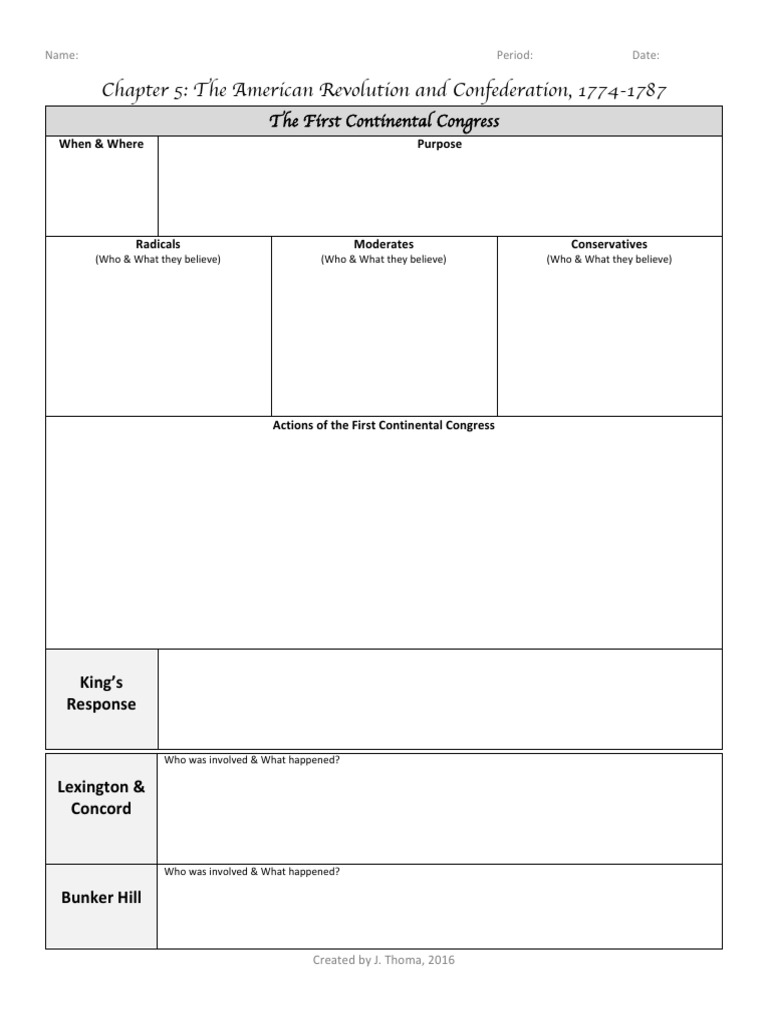 Chapter 5 Graphic Organizer | PDF | Patriot (American Revolution ...
