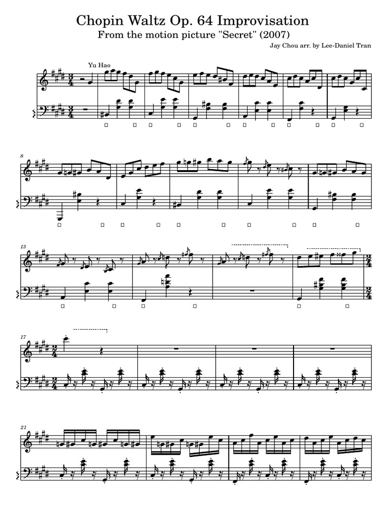 Chopin Waltz Op Improvisation From Secret by Jay Chou | PDF