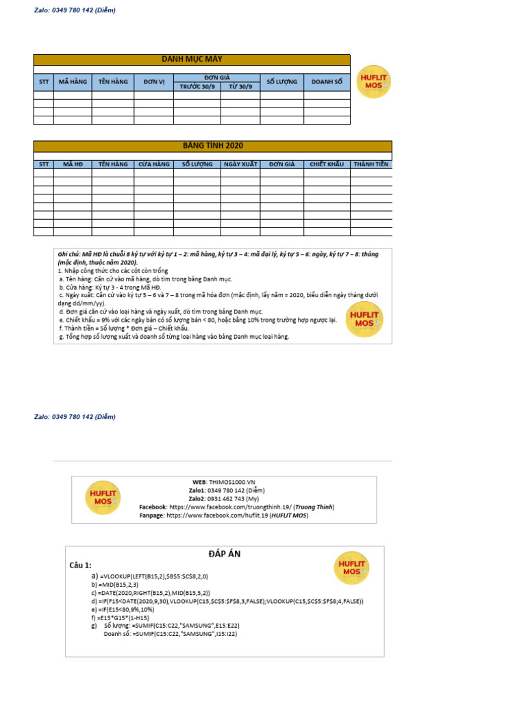 Hub Thuc Hanh Tin Hoc Dau Vao Mon Excel de 2 | PDF