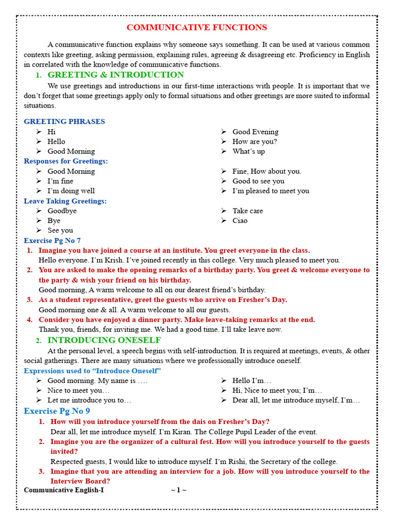 Communicative English Manual-I 2 | PDF