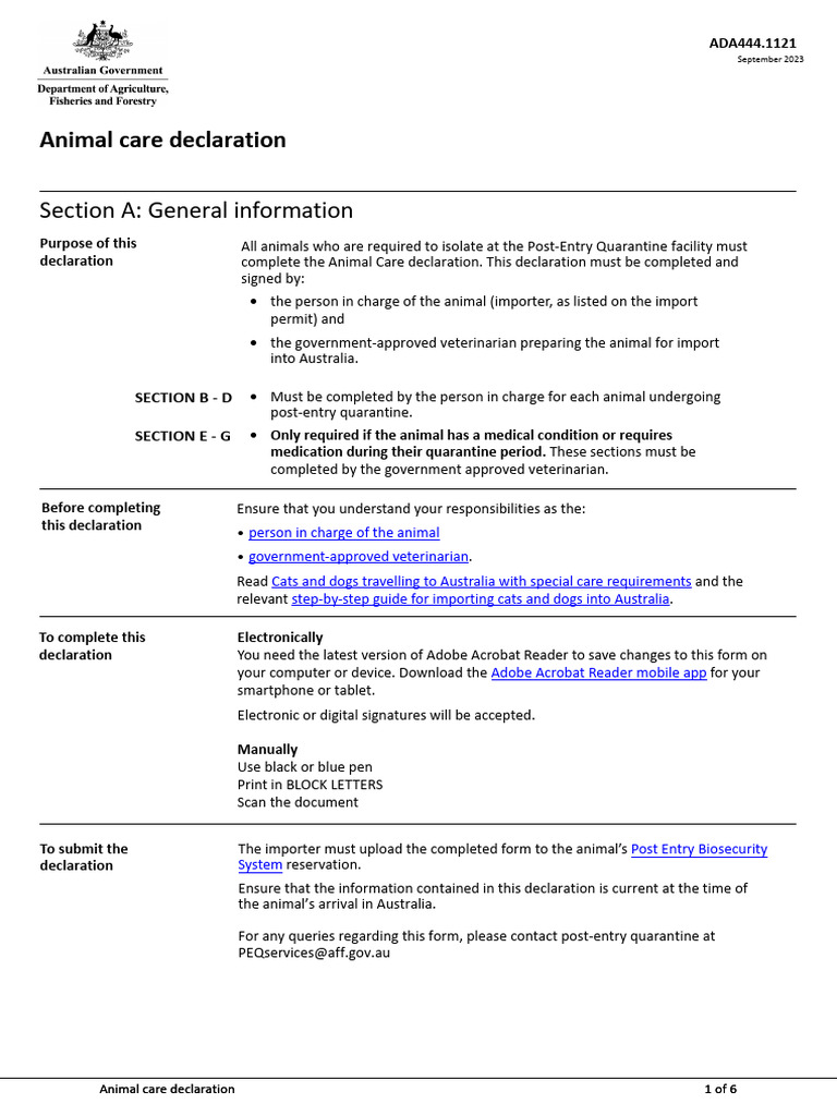 Animal Care Declaration | PDF | Privacy | Information