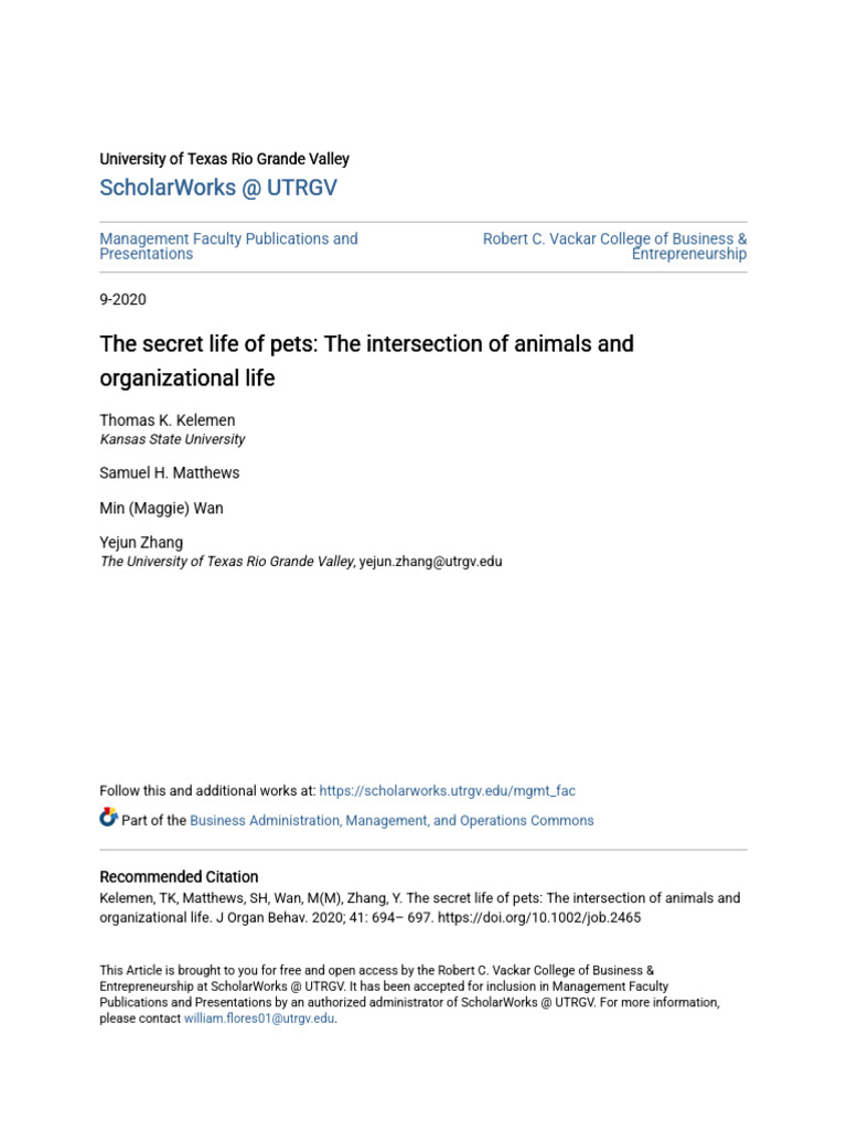 The Secret Life of Pets - The Intersection of Animals and Organiza ...