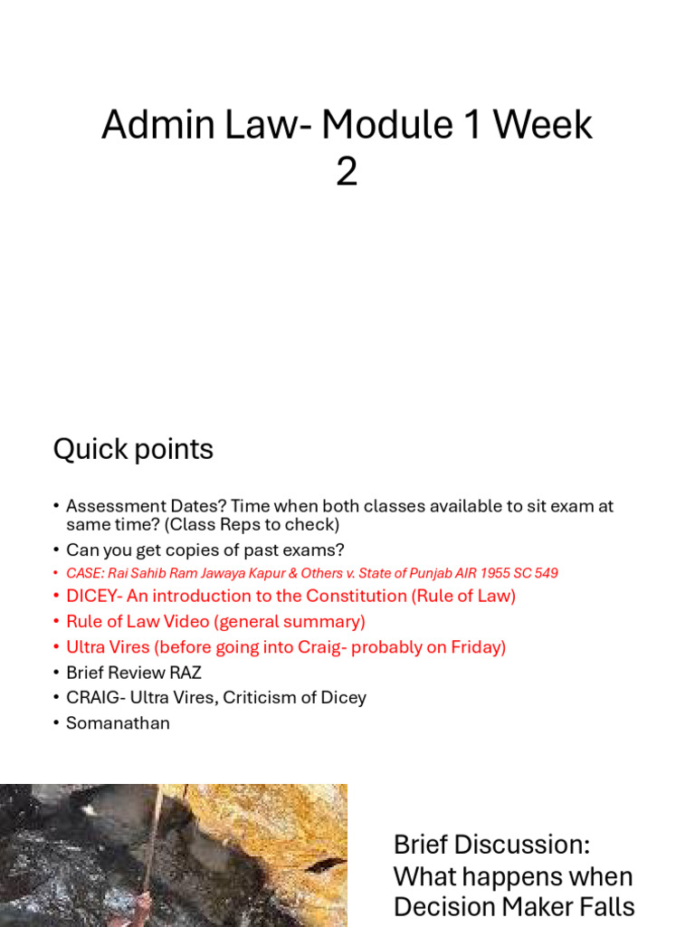 Administrative Law Week 2 Overview | PDF | Judicial Review | Rule Of Law