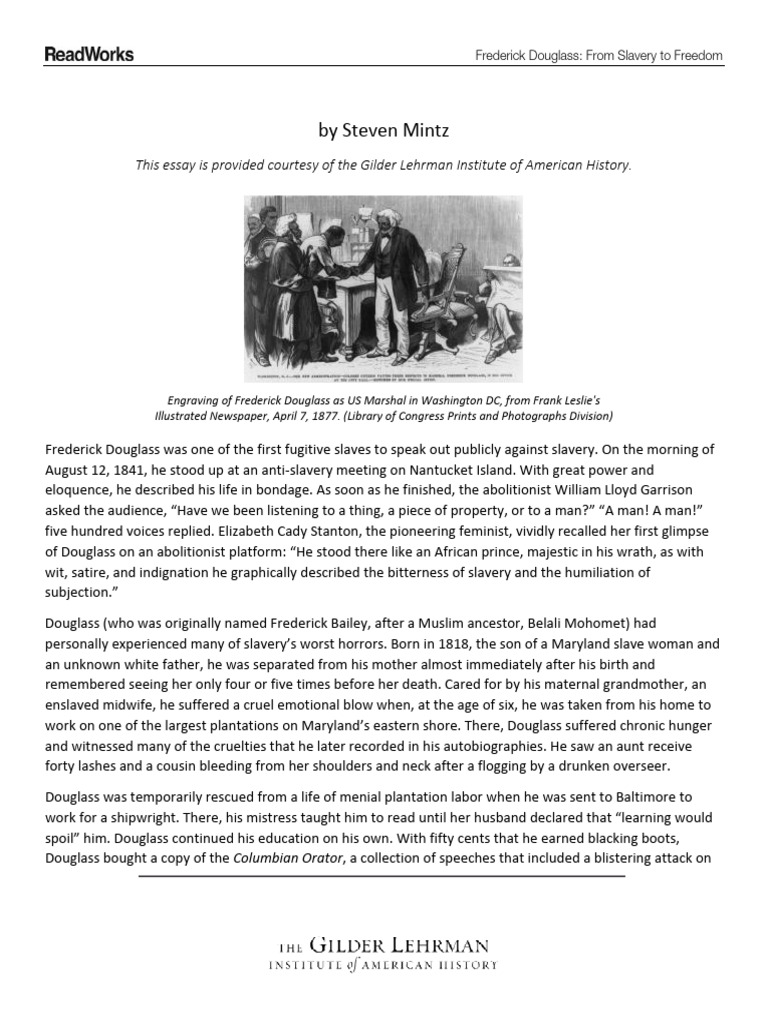 Passages Frederick Douglass Slavery Freedom Files | PDF | Frederick ...