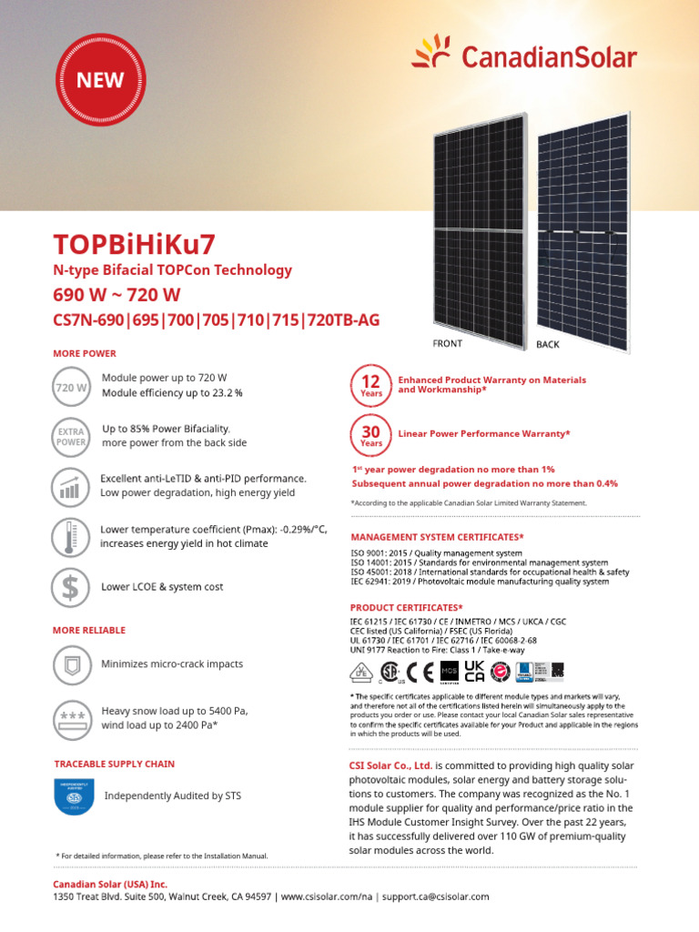 CS-Datasheet-TOPBiHiKu7 (TOPCon)_CS7N-TB-AG_v1.75C1_F43M_J1_NA | PDF ...