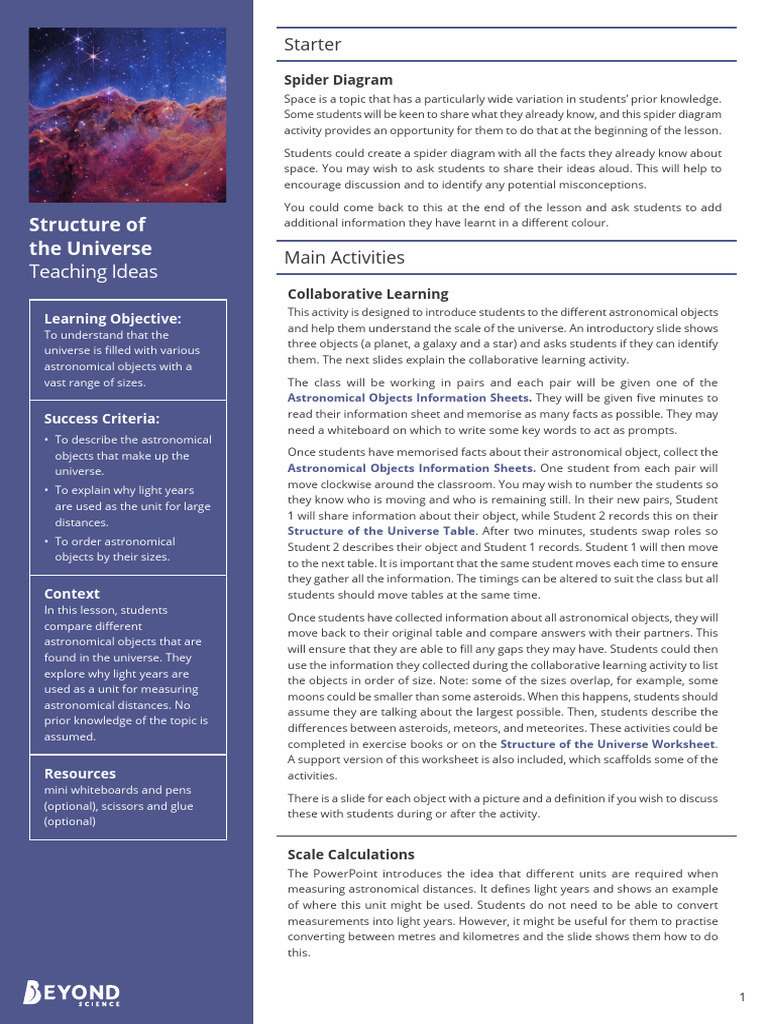 Structure of The Universe Teaching Ideas | PDF | Astronomy | Universe