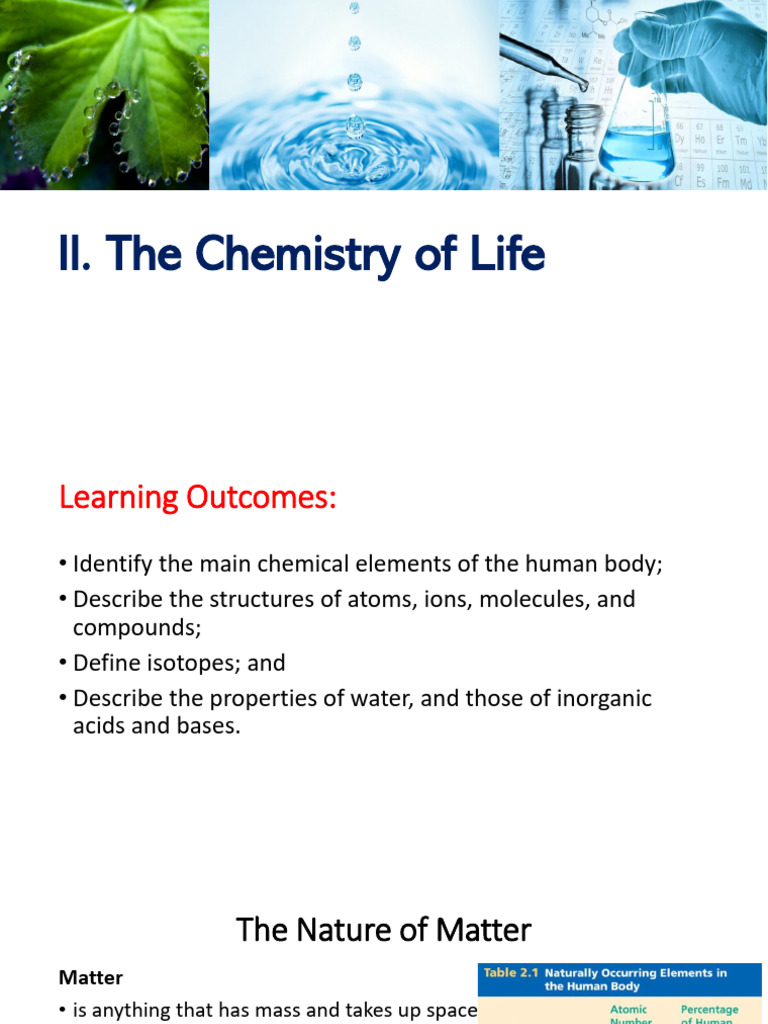 II. The Chemistry of Life | PDF | Chemical Polarity | Atoms