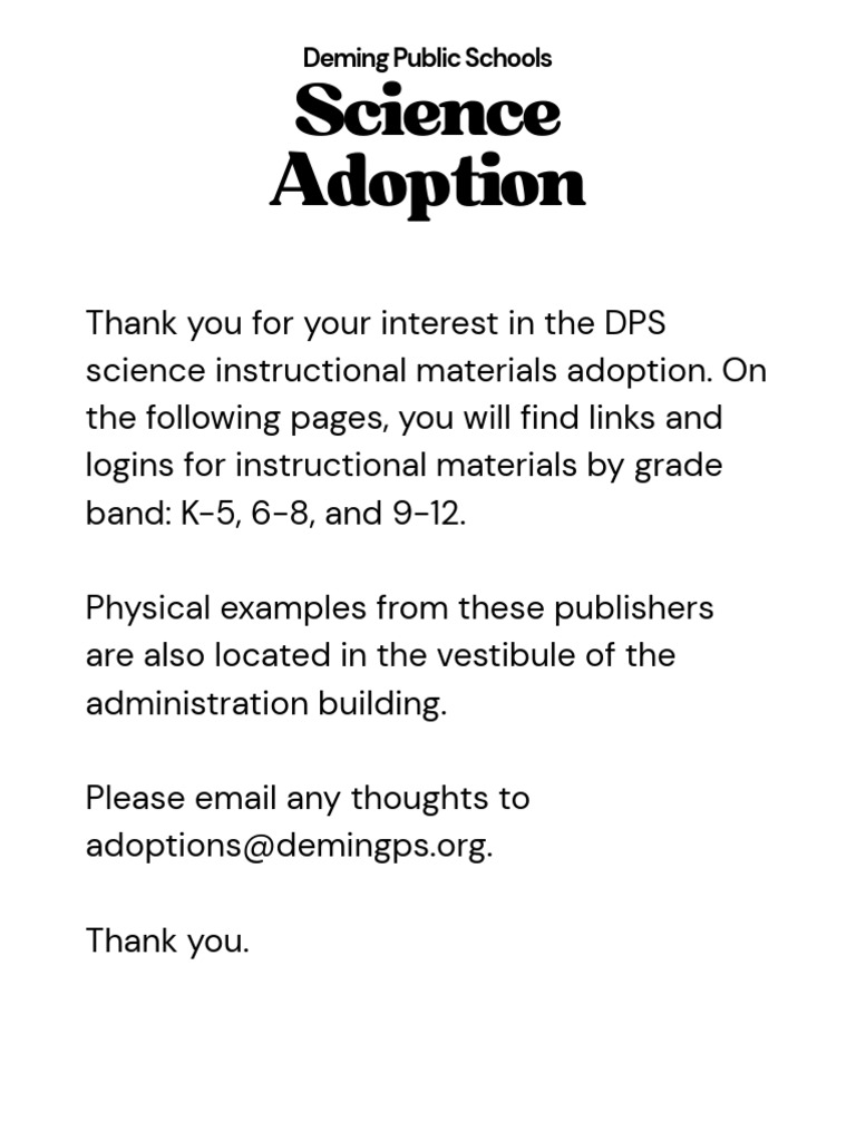 Science Instructional Materials Adoption | PDF