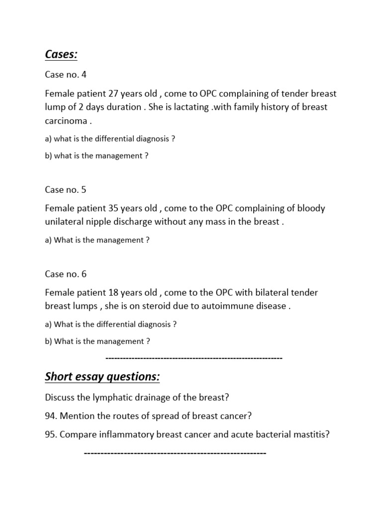 Questions | PDF | Breast Cancer | Organ (Anatomy)