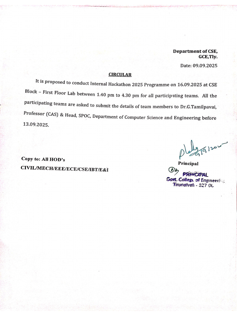 Internal Hackathon Circular 2025 | PDF